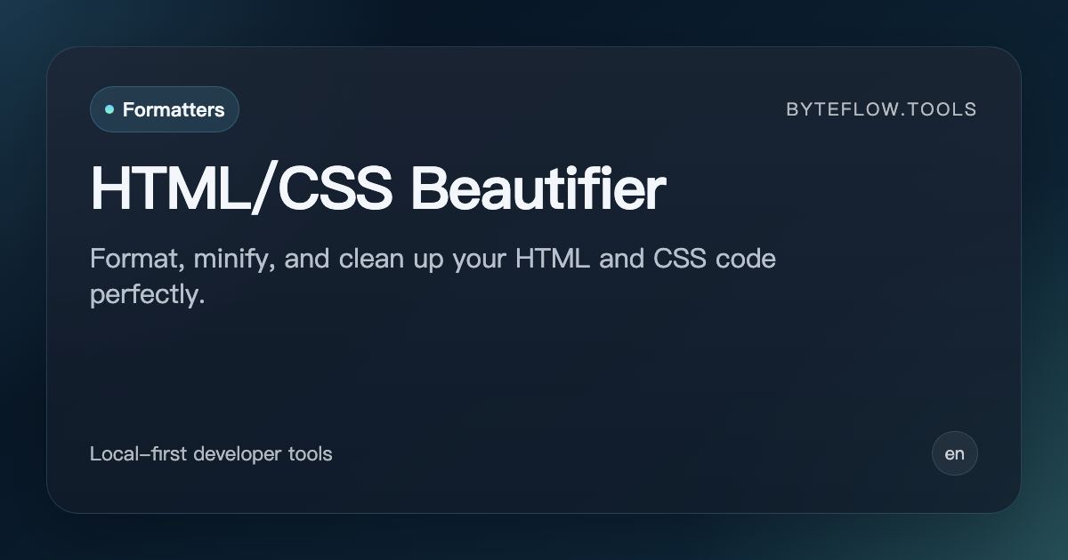 HTML/CSS Beautifier - Free Online | byteflow.tools